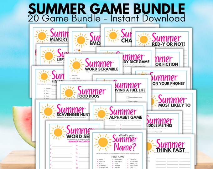 Summer Games Bundle, Printable Summer Games, Summertime Activities, Fun ...