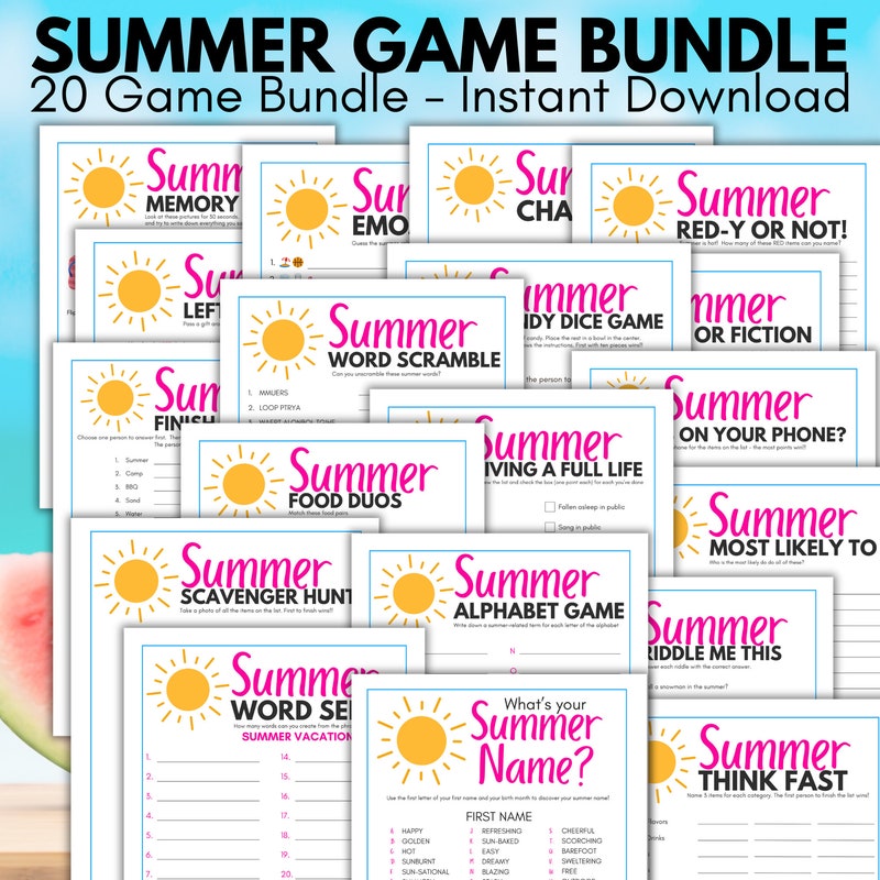 Summer Printable Games - Etsy