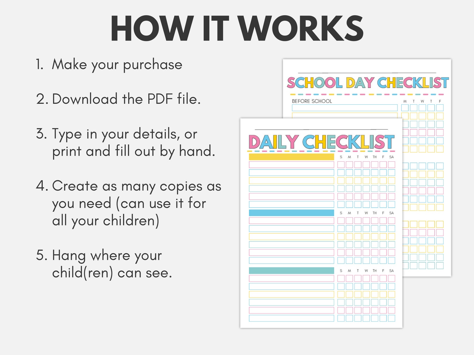 Kids Daily School Checklist, Kids Schedule, Kids Routine ...