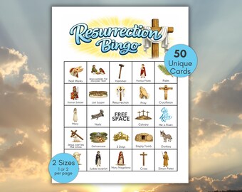 Easter Story Bingo Game, 50 Easter Bingo Cards, Holy Week Activity ...
