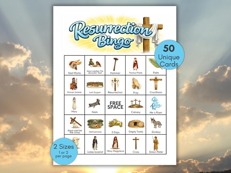 Resurrection Bingo Game, Bible Bingo, Easter Bingo, Holy Week Bingo ...
