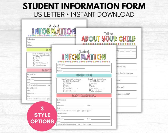 All About Me Student Questionnaire, DIGITAL DOWNLOAD, Student Survey ...