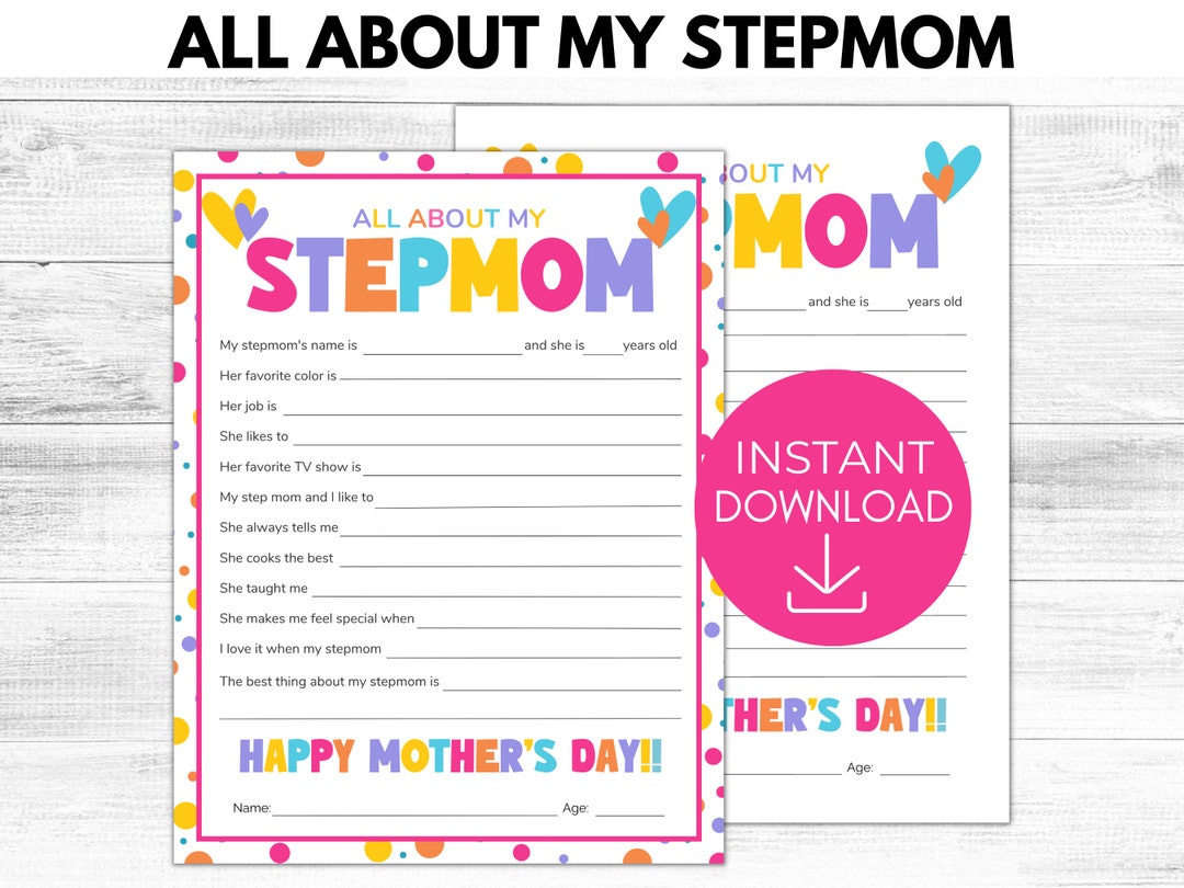 All About My Stepmom Printable, Mother's Day Gift, All About Mom ...