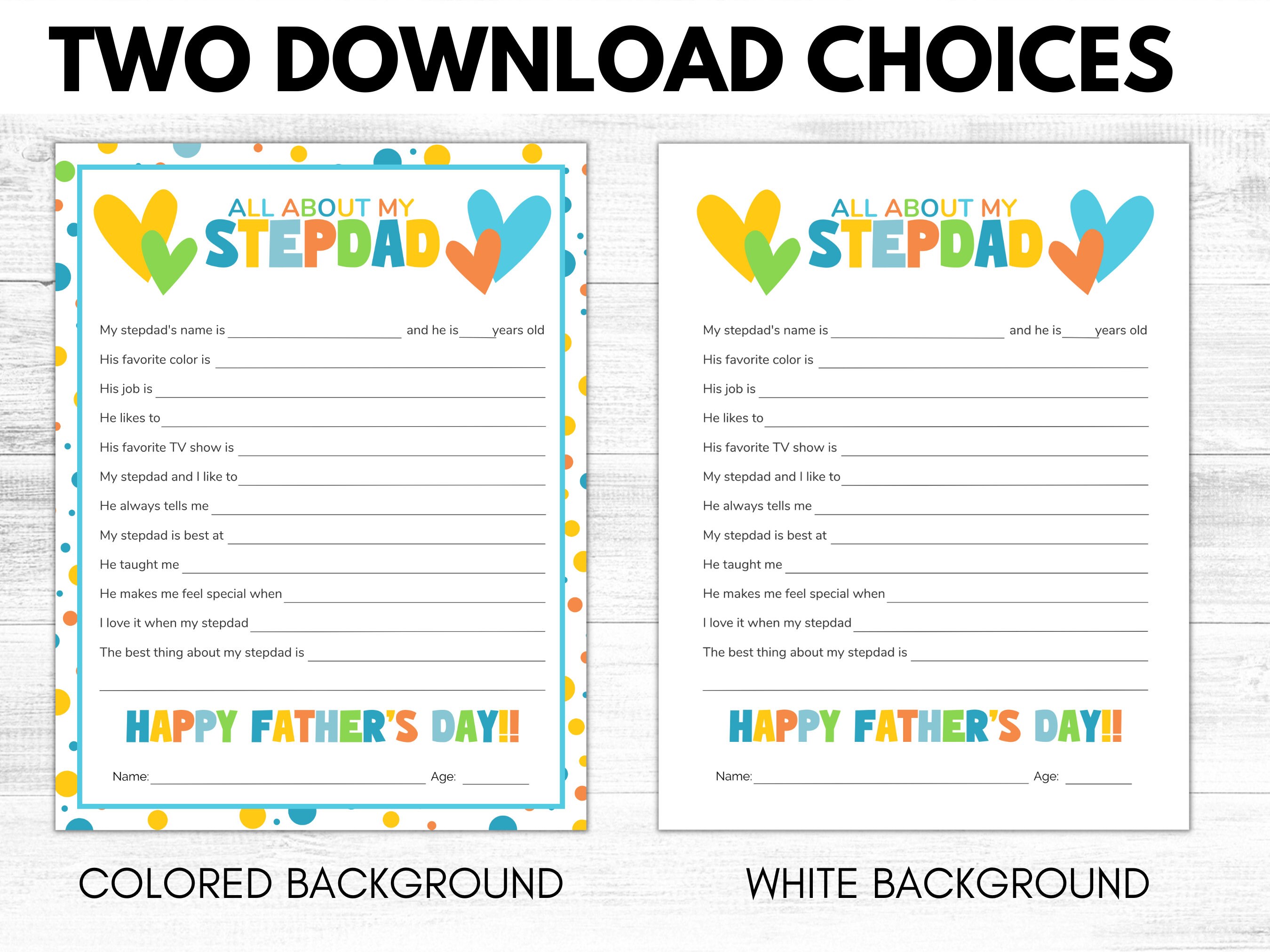 All About My Stepdad Printable, Father's Day Gift, All About Stepdad ...