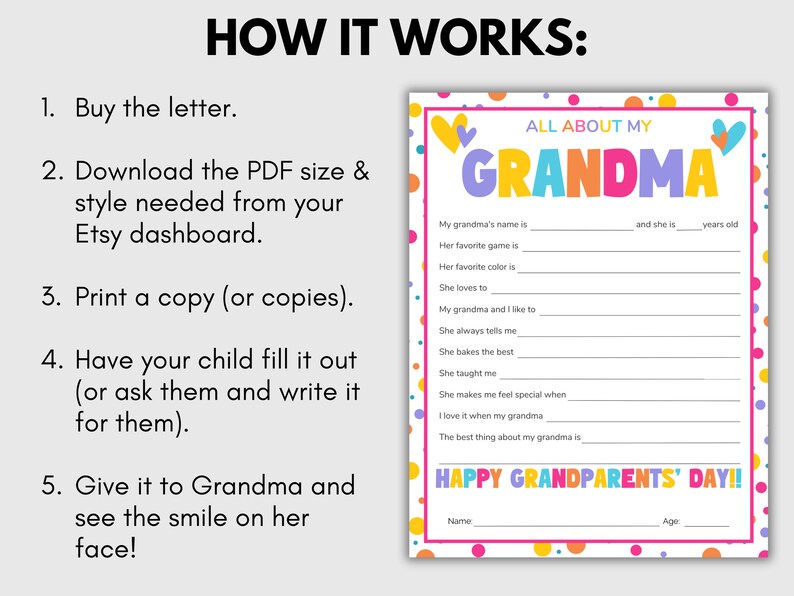 All About My Grandma Printable, Grandparents Day Printable ...