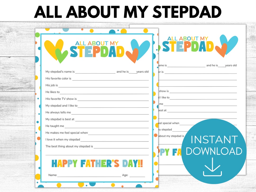 All About My Stepdad Printable, Father's Day Gift, All About Stepdad ...