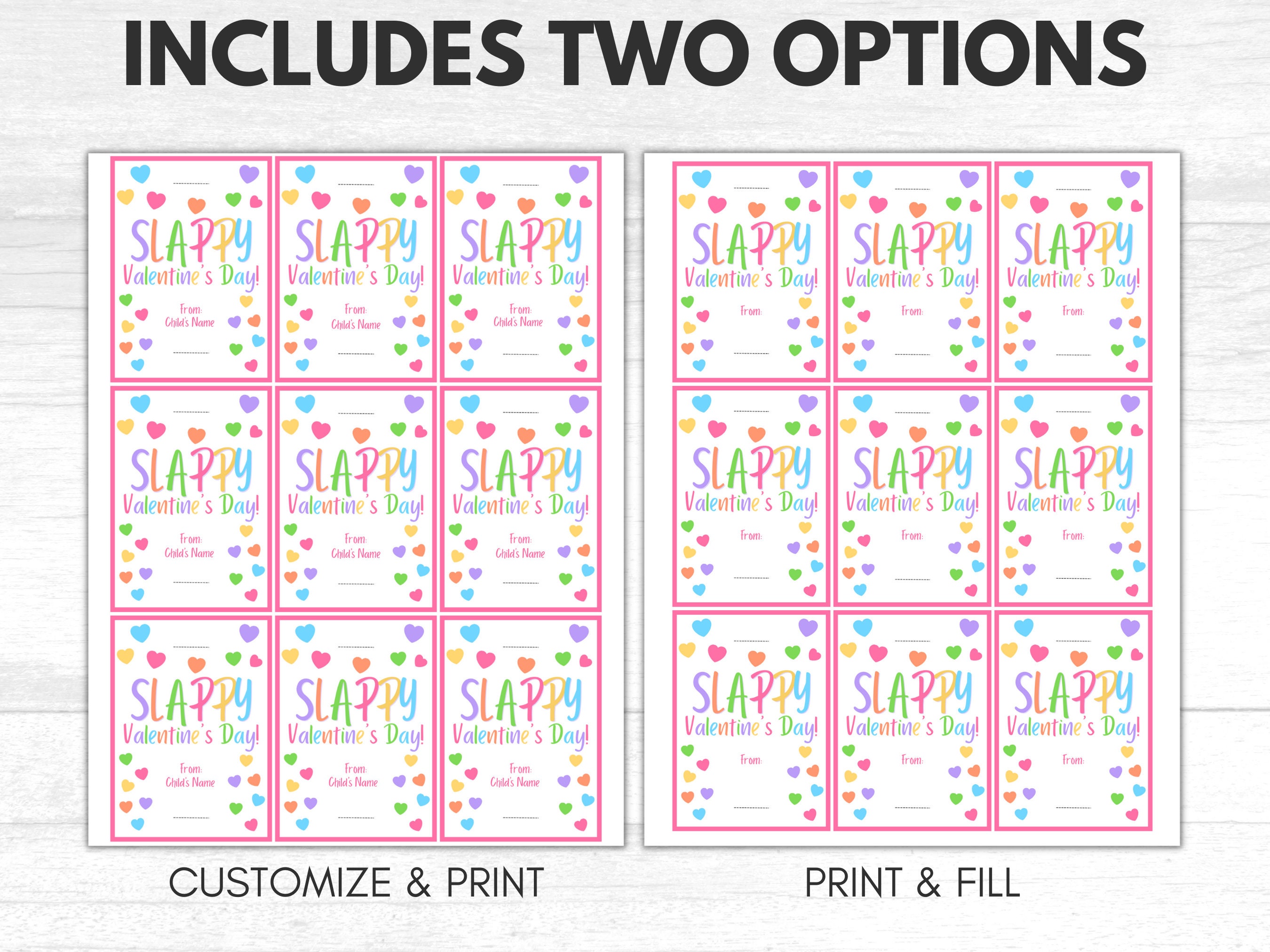 Editable Slap Bracelet Valentine Printable, Valentine's Day Gift Tag ...