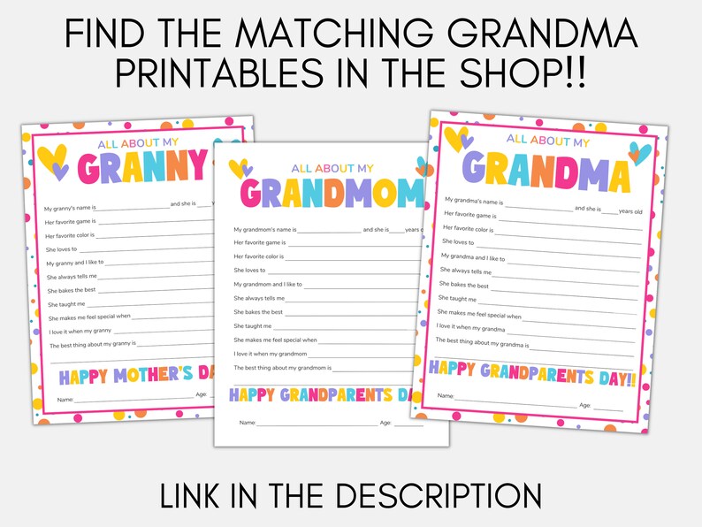 All About My Grandpa Printable, Grandpa Father's Day Gift, All About ...