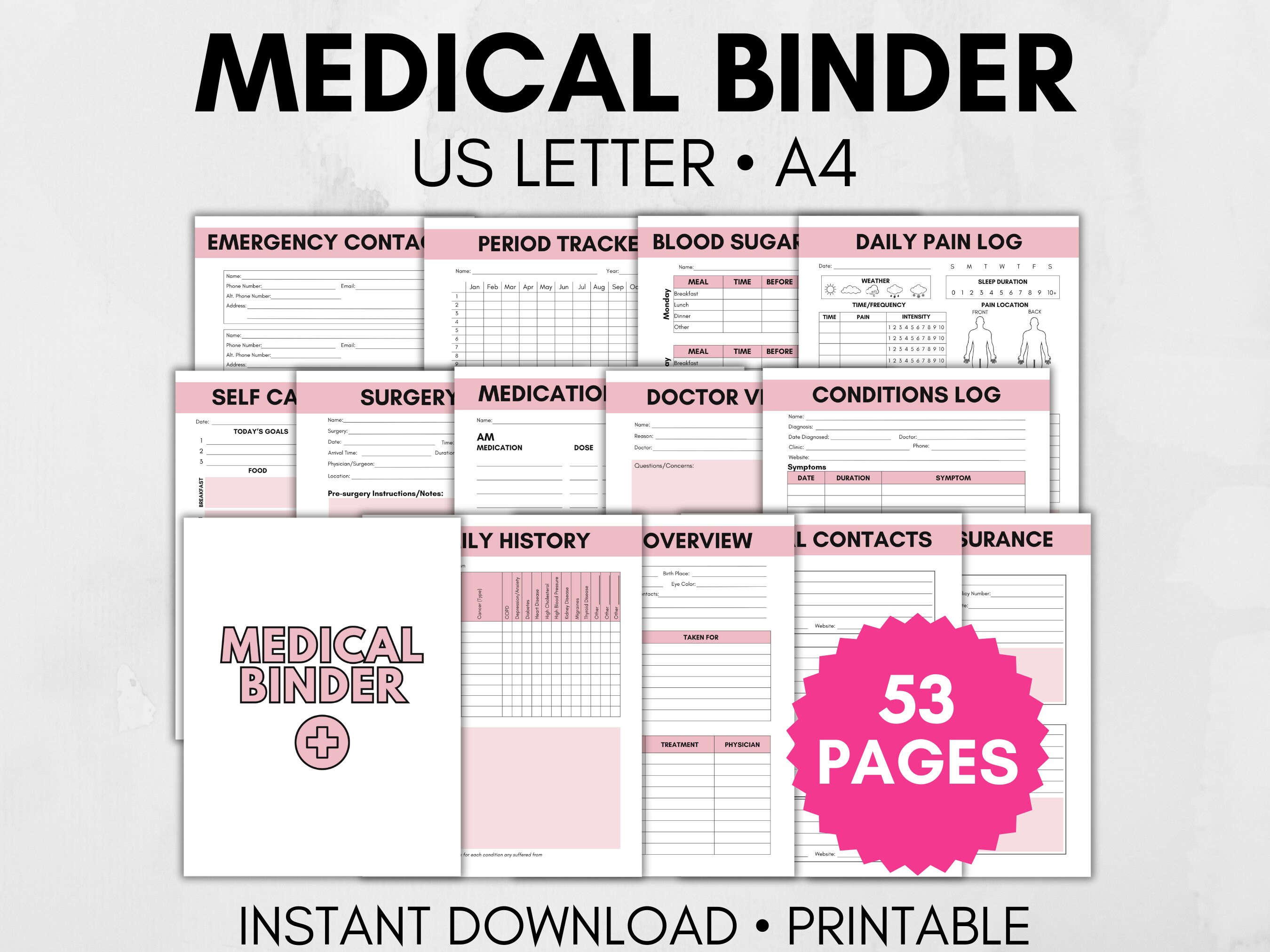 Medical Binder Printable, Medical Planner, Healthcare Planner, Chronic ...