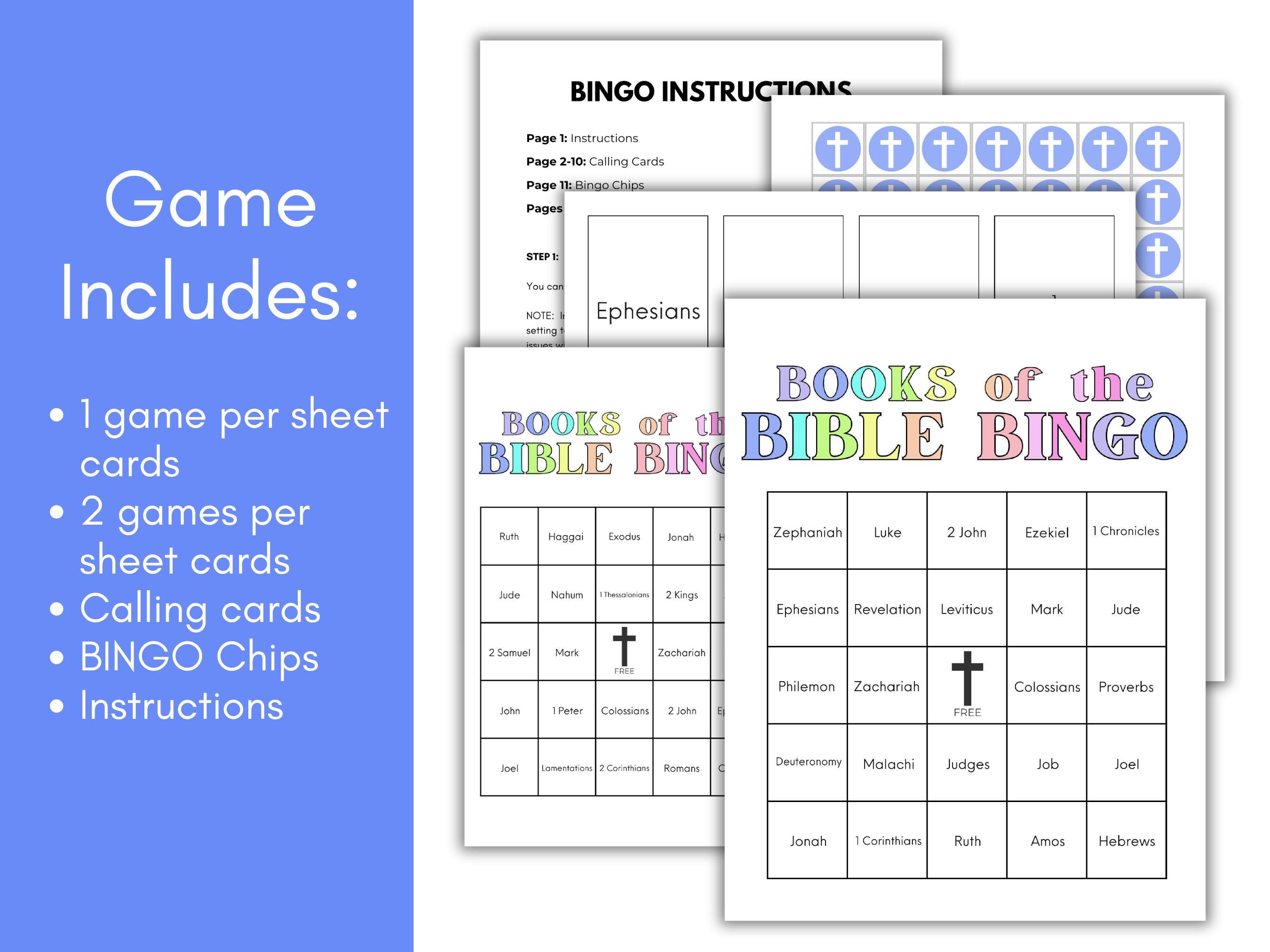 Bible Bingo, Books of the Bible Bingo Game, Christian Bingo, Church ...