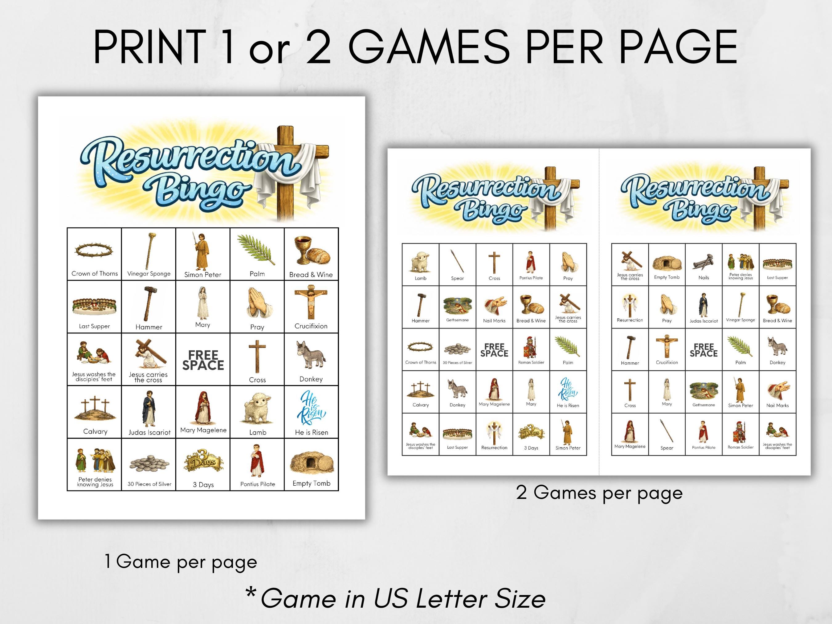 Resurrection Bingo Game, Bible Bingo, Easter Bingo, Holy Week Bingo ...
