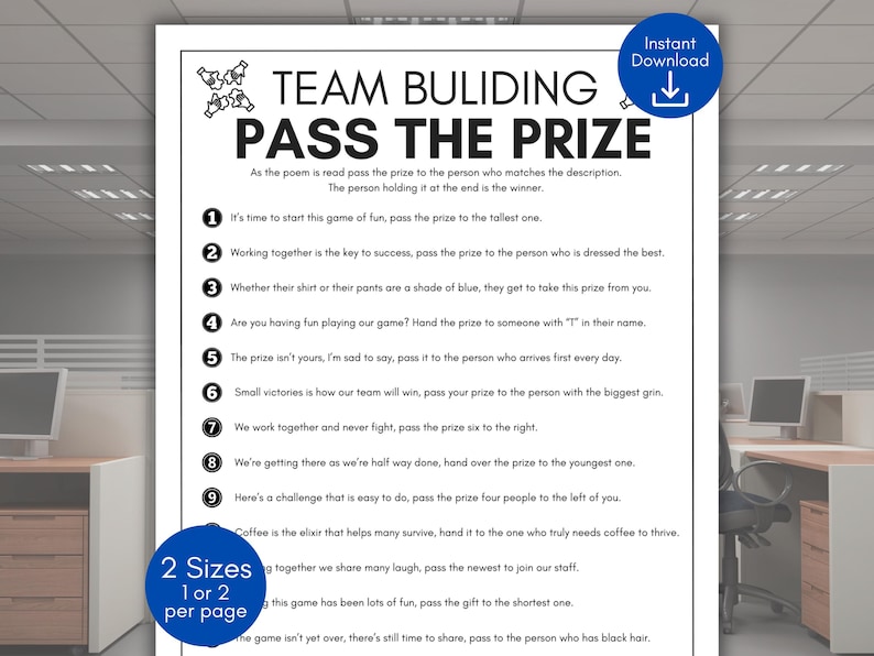 Office Games, Team Building Games, Team Building Pass the Prize Games ...