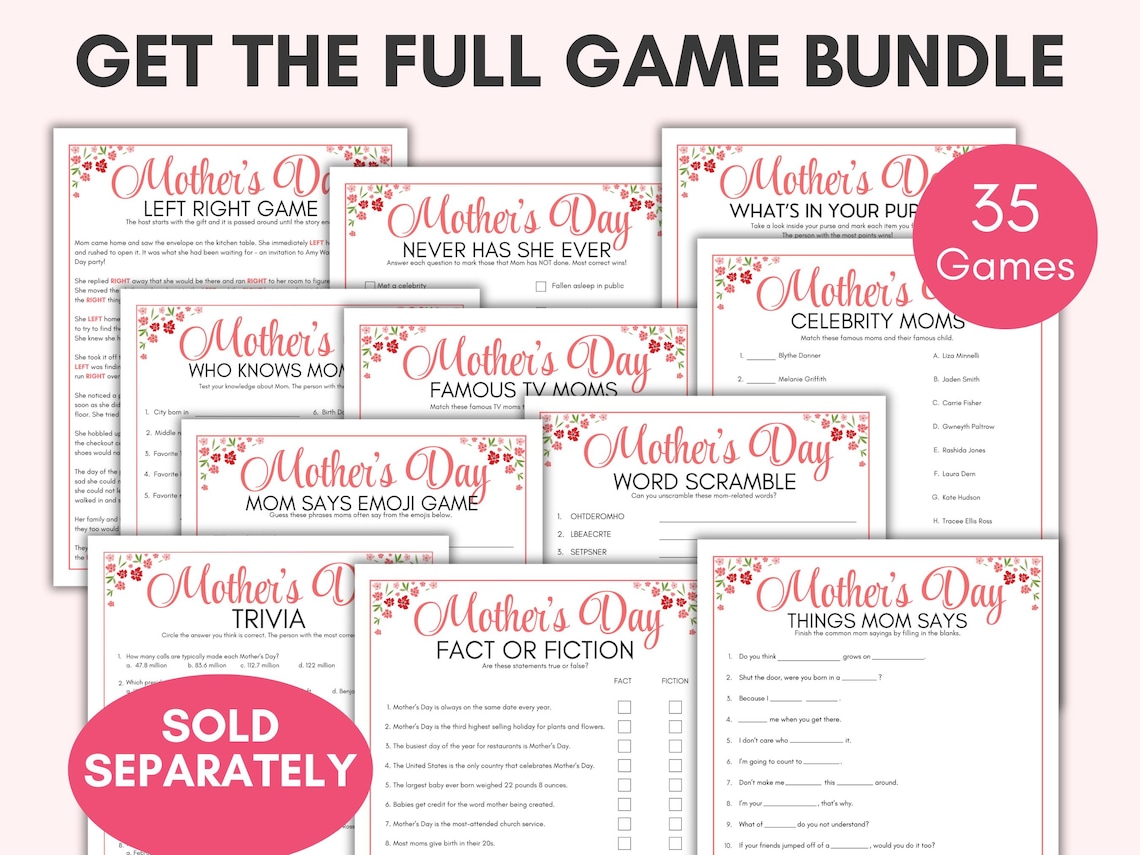 Mother's Day Trivia Game, Mother's Day Game for Brunch, Printable ...