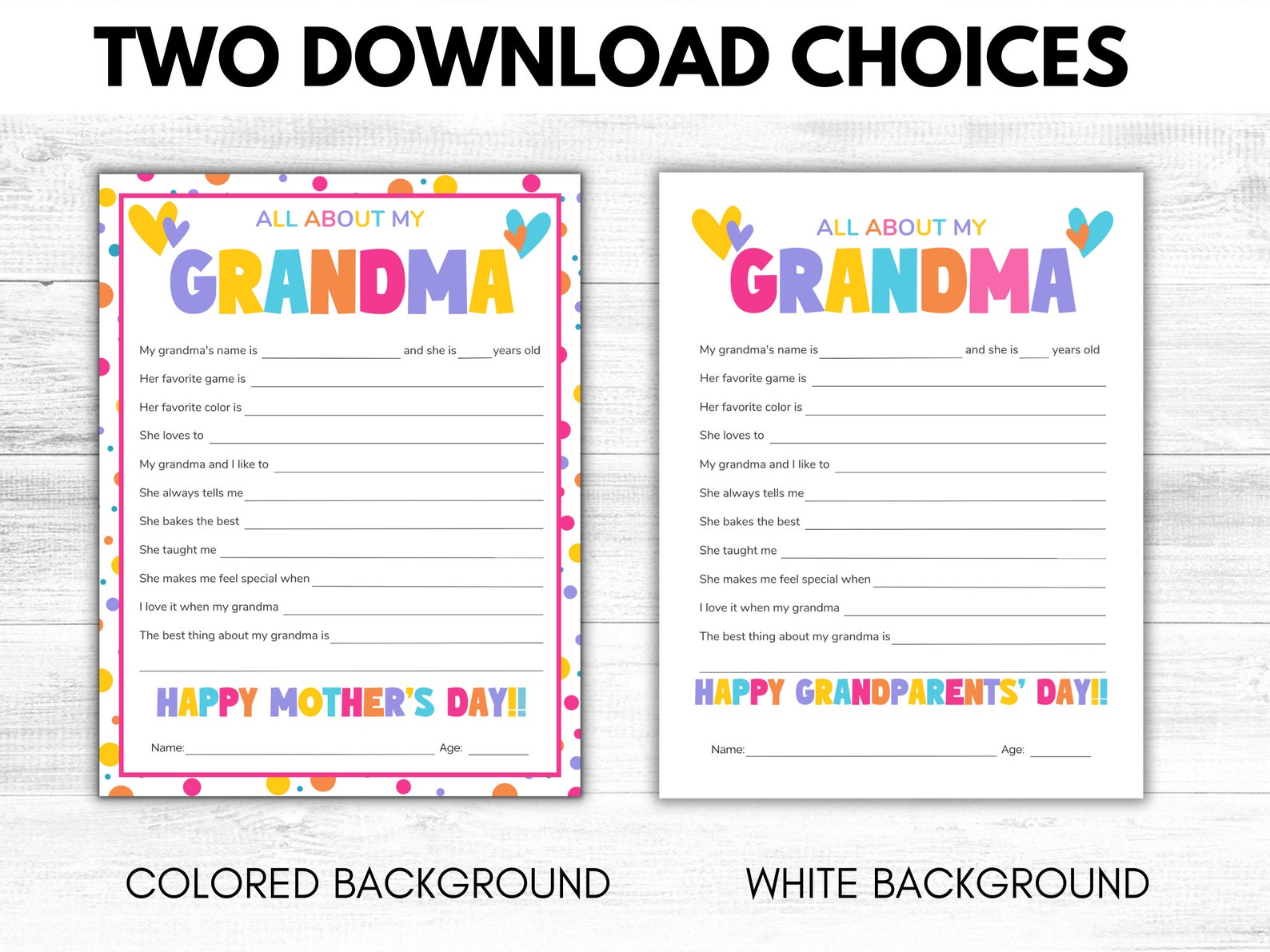 All About My Grandma Printable, Grandma Mother's Day Gift, All About ...