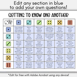 Dicebreaker Game, Roll and Tell Game, Icebreaker Questions, Back to ...