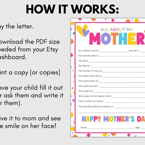 All About My Mother Printable, Mother's Day Gift, All About Mom ...