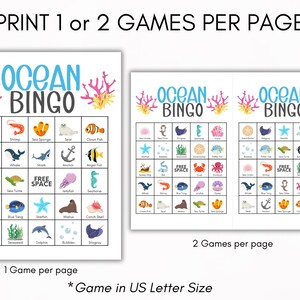 Ocean Bingo, Under the Sea Bingo, 30 Printable Ocean Bingo Cards ...