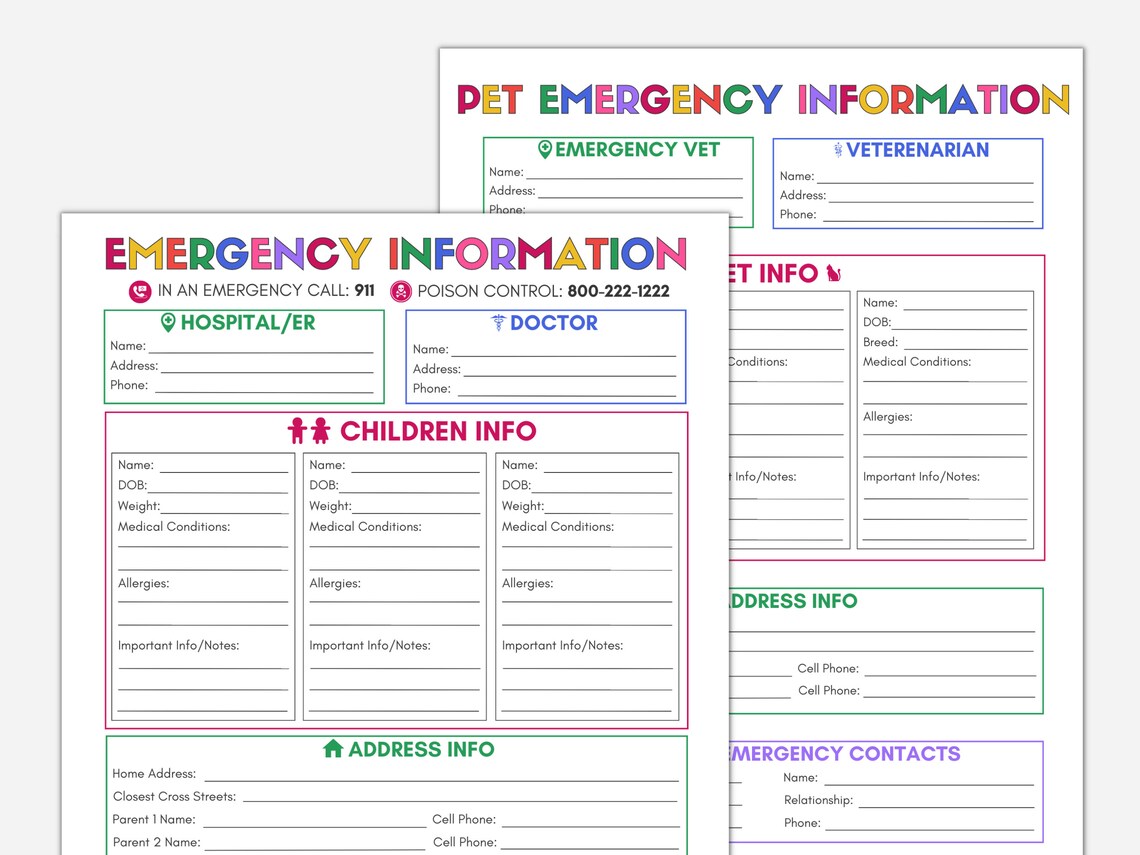 Emergency Information Sheet Babysitter Binder Childcare - Etsy