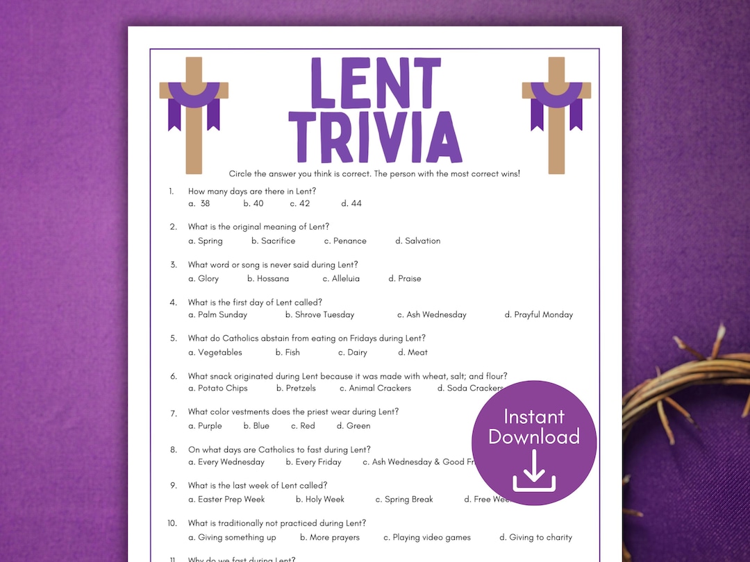Lent Trivia Game, Kids Lentent Quiz, Lent Trivia for Adults, Lenten ...