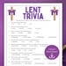 Lent Trivia Game, Kids Lentent Quiz, Lent Trivia for Adults, Lenten ...