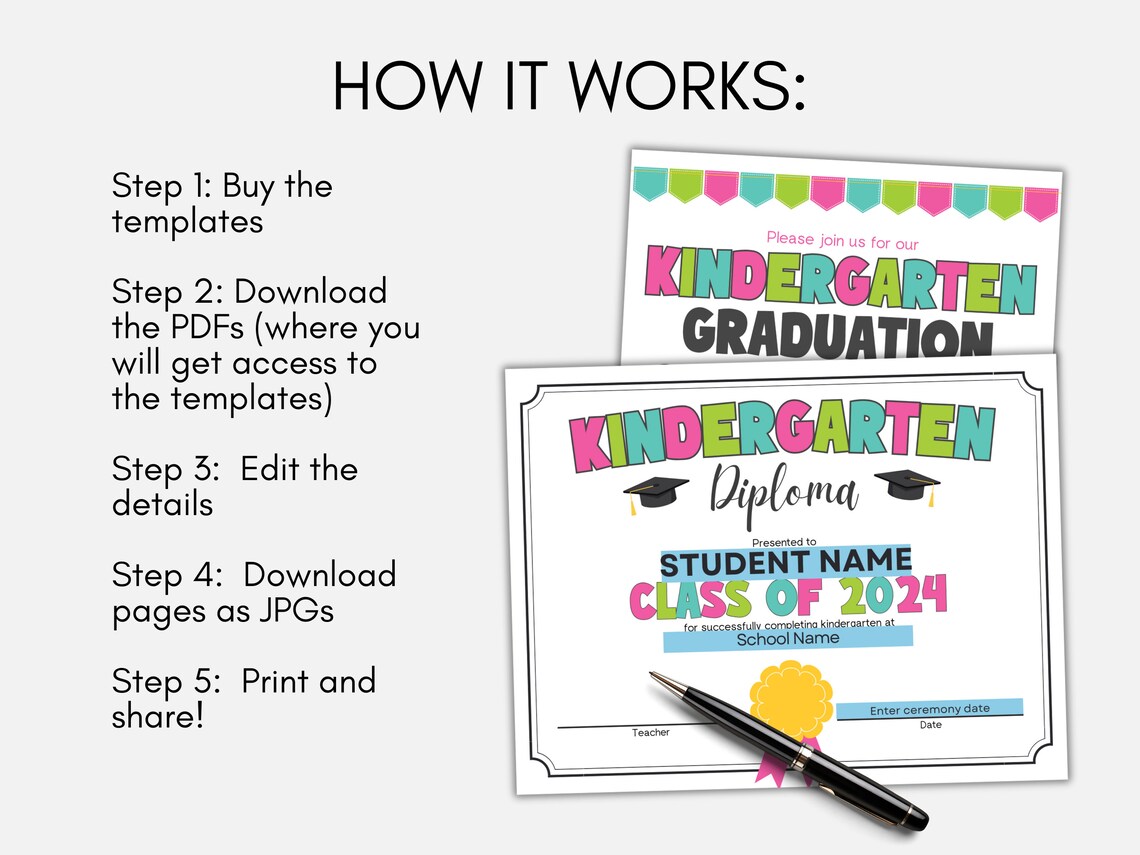 Kindergarten Graduation Templates, Graduation Program, Kindergarten ...