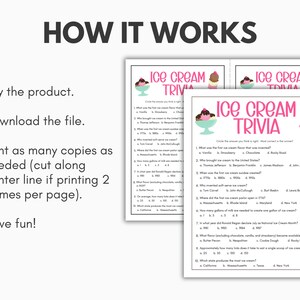 Ice Cream Trivia Game, Printable Ice Cream Party Game, Summer Activity ...
