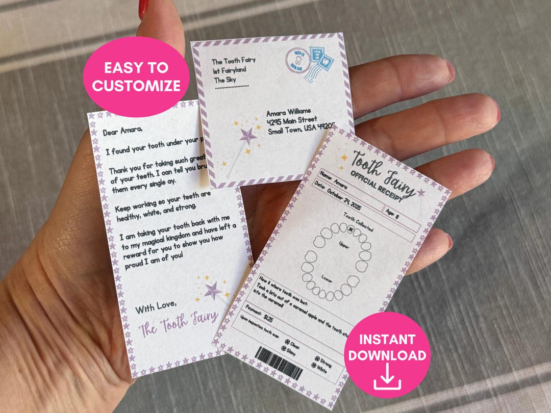Mini Tooth Fairy Letter, Printable Tooth Fairy Receipt, Printable Tooth ...