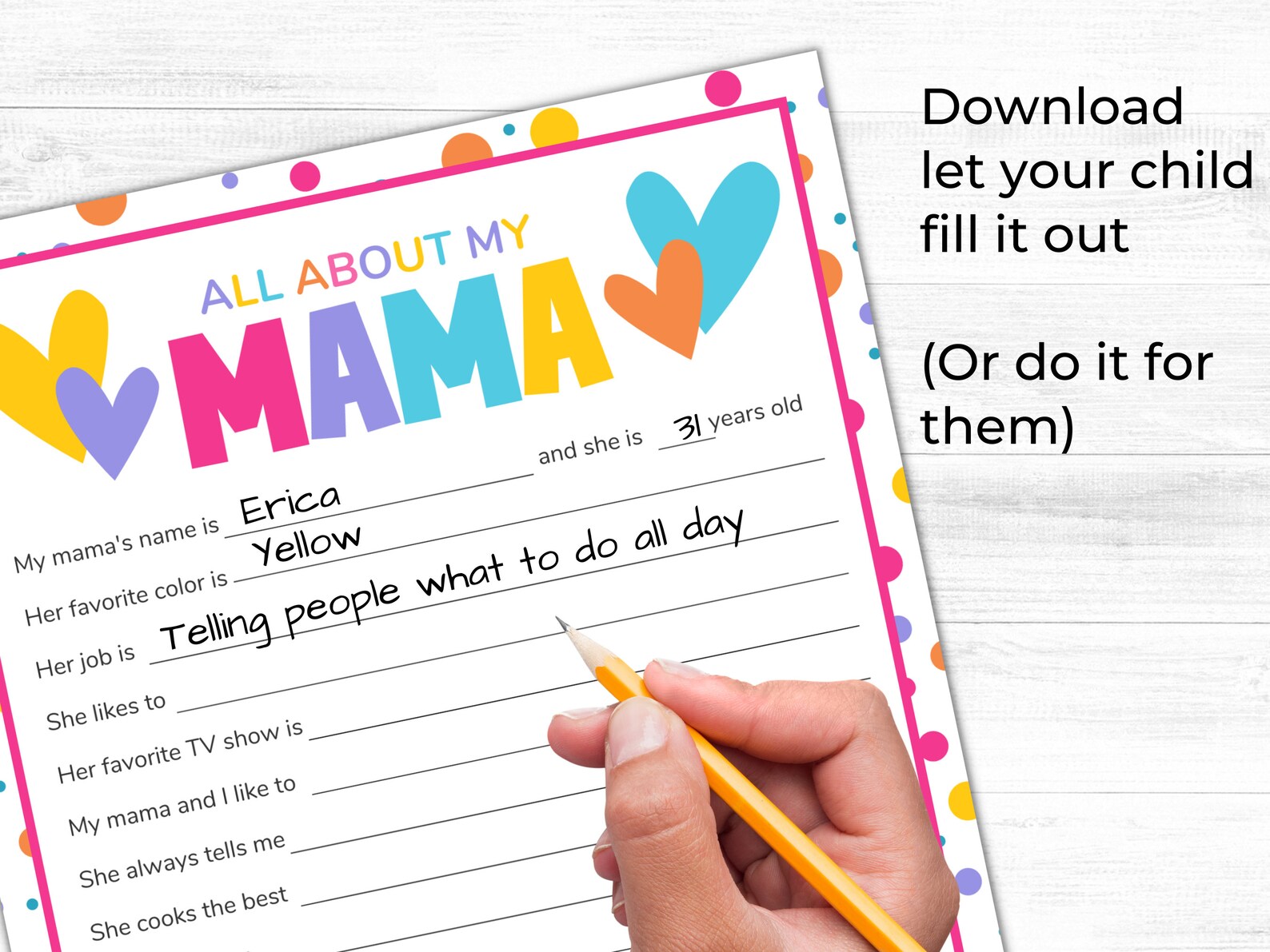 All About My Mama Printable, Mother's Day Gift, All About Mom Keepsake ...