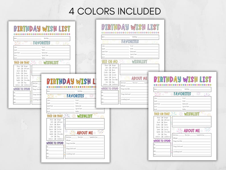 Birthday Wish List Printable, Printable Birthday Questionnaire, My ...