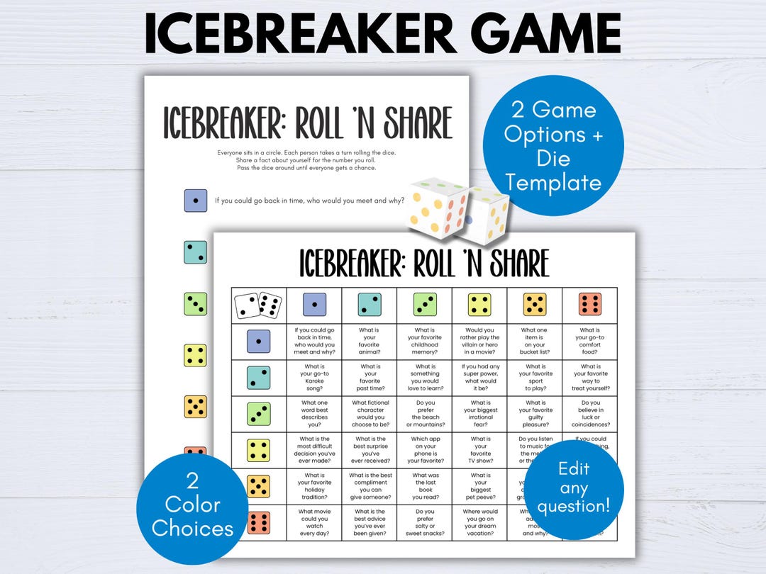 Icebreaker Game, Editable Dicebreaker Game, Get to Know You Game ...