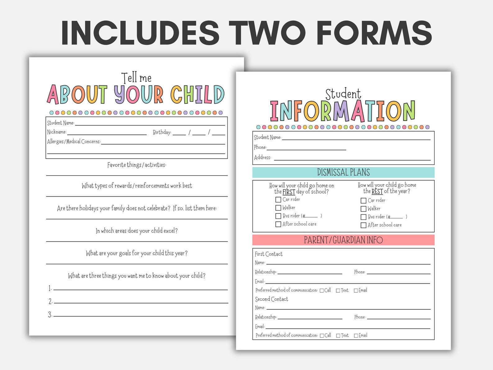 Student Information Form, Student Information Sheet, Daycare All About ...