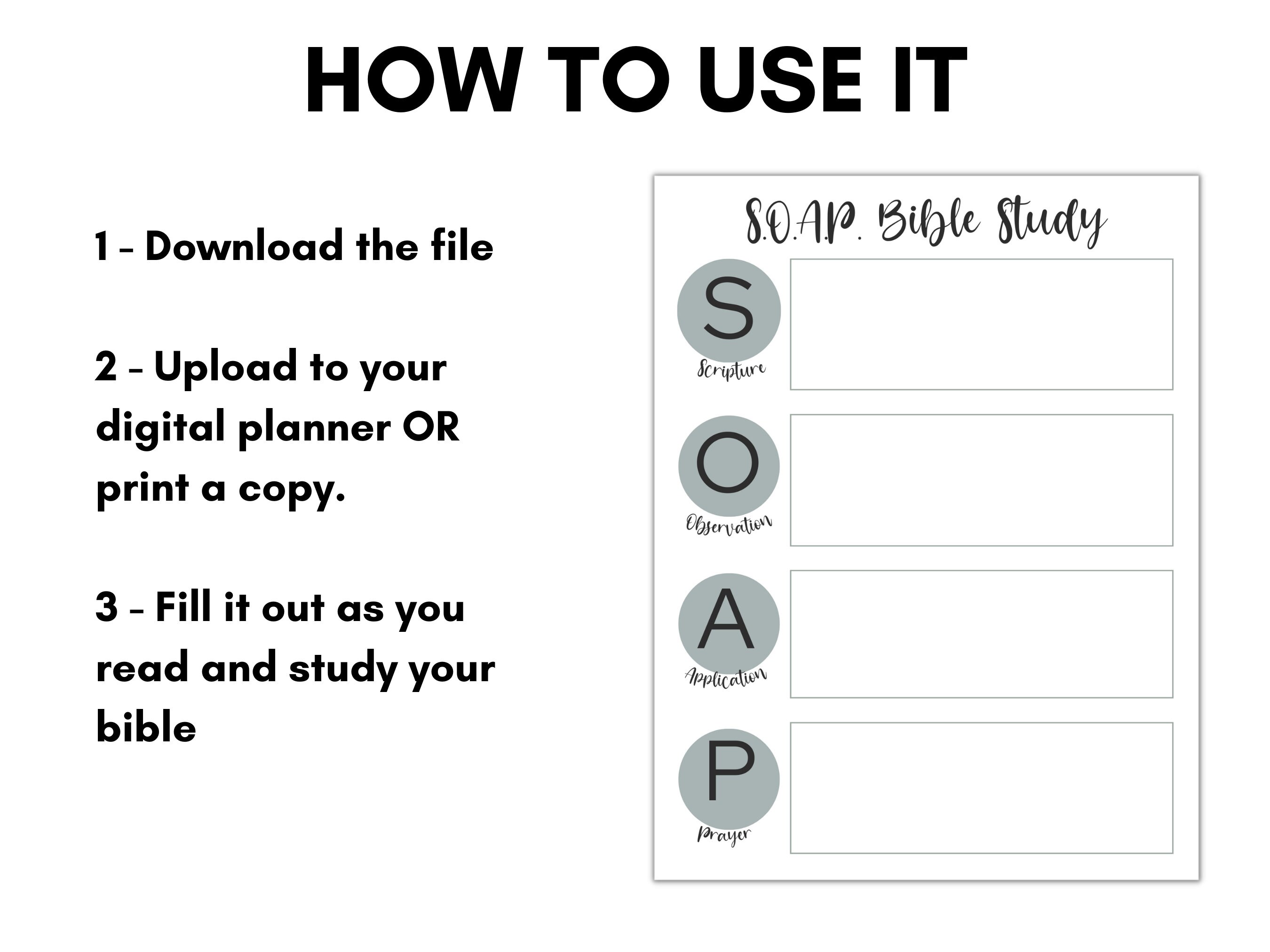 SOAP Bible Study Printable Template, Printable Bible Study Guide, Bible ...