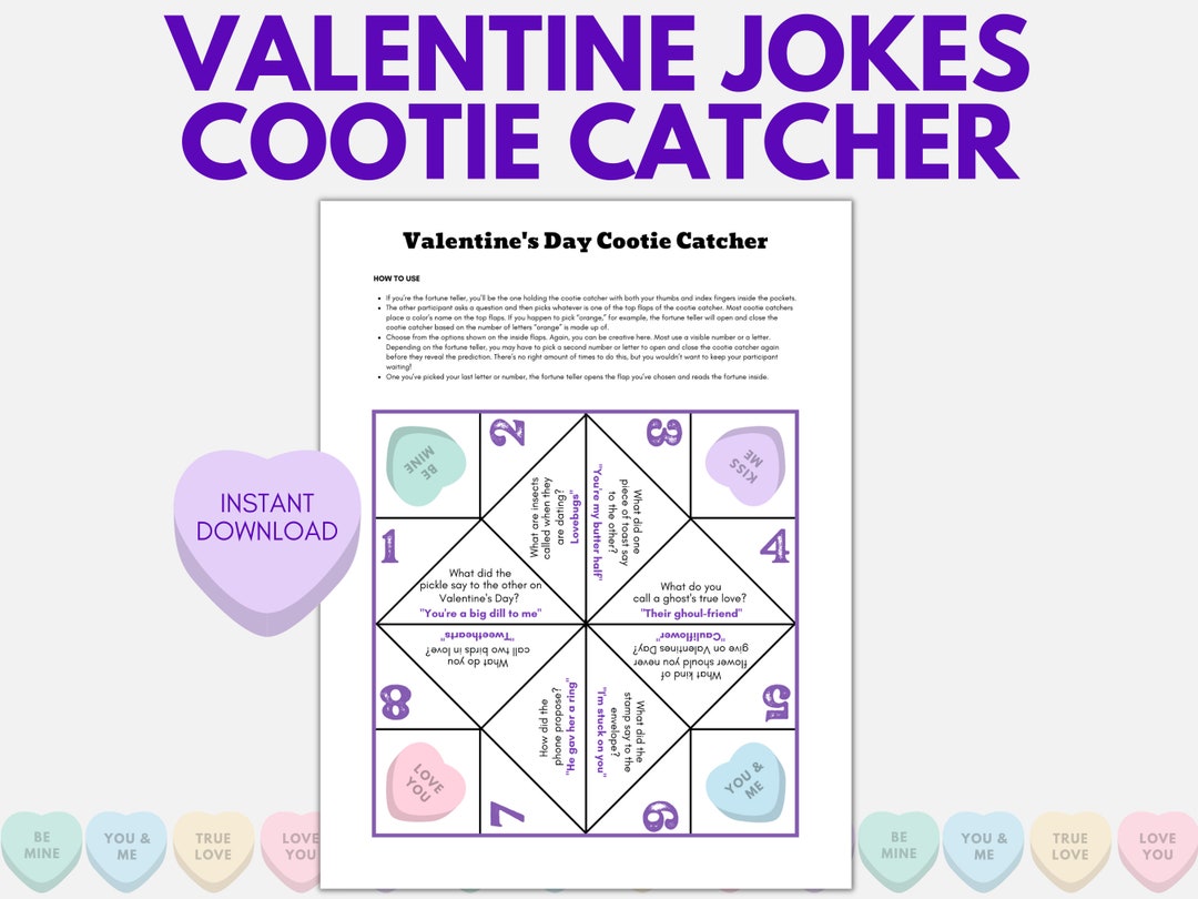 Valentine's Day Joke Teller, Cootie Catcher Template, Valentine Fortune ...