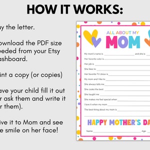 All About My Mom Printable, Mother's Day Gift, All About Mom Keepsake ...