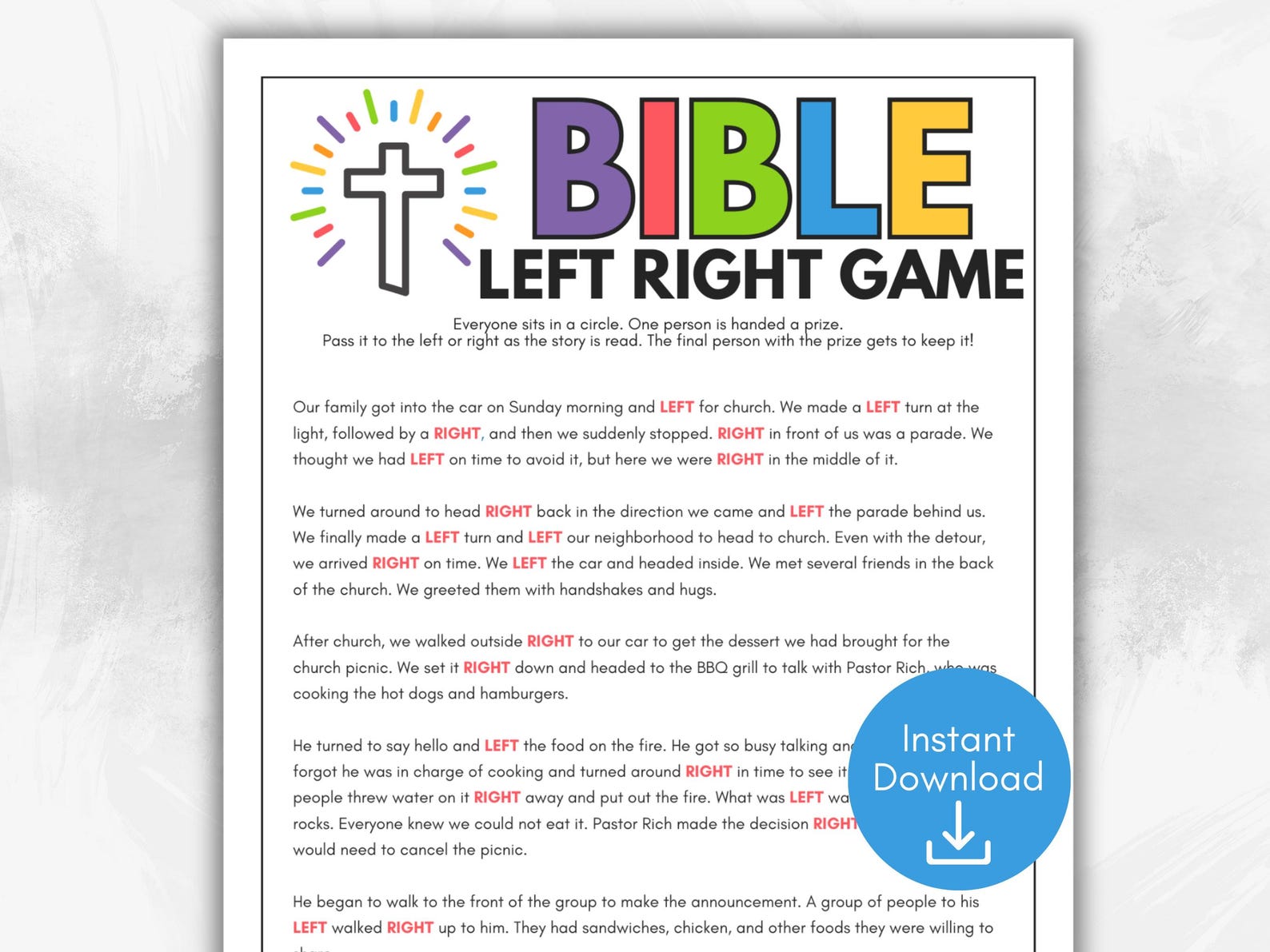 Bible Left Right Game, Bible Games for Kids, Teen Youth Group Games ...