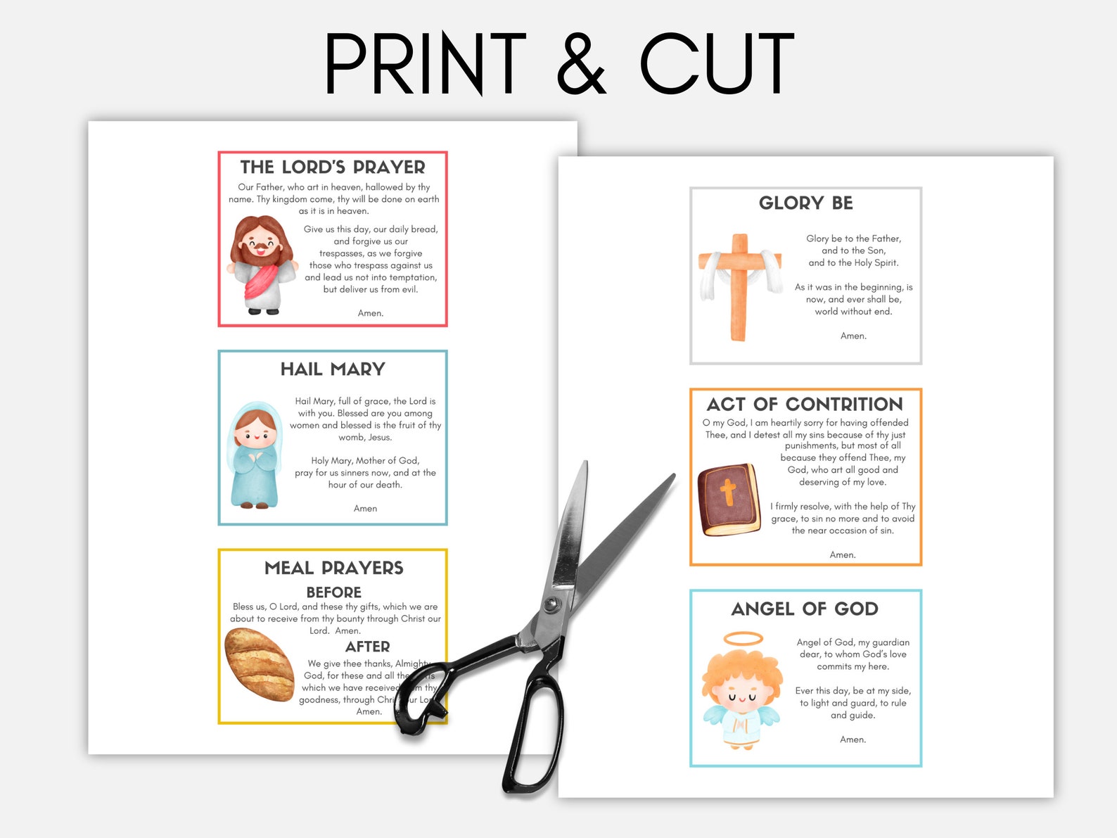 Catholic Prayer Cards for Kids, Children's Prayer Cards, Kids Hail Mary ...