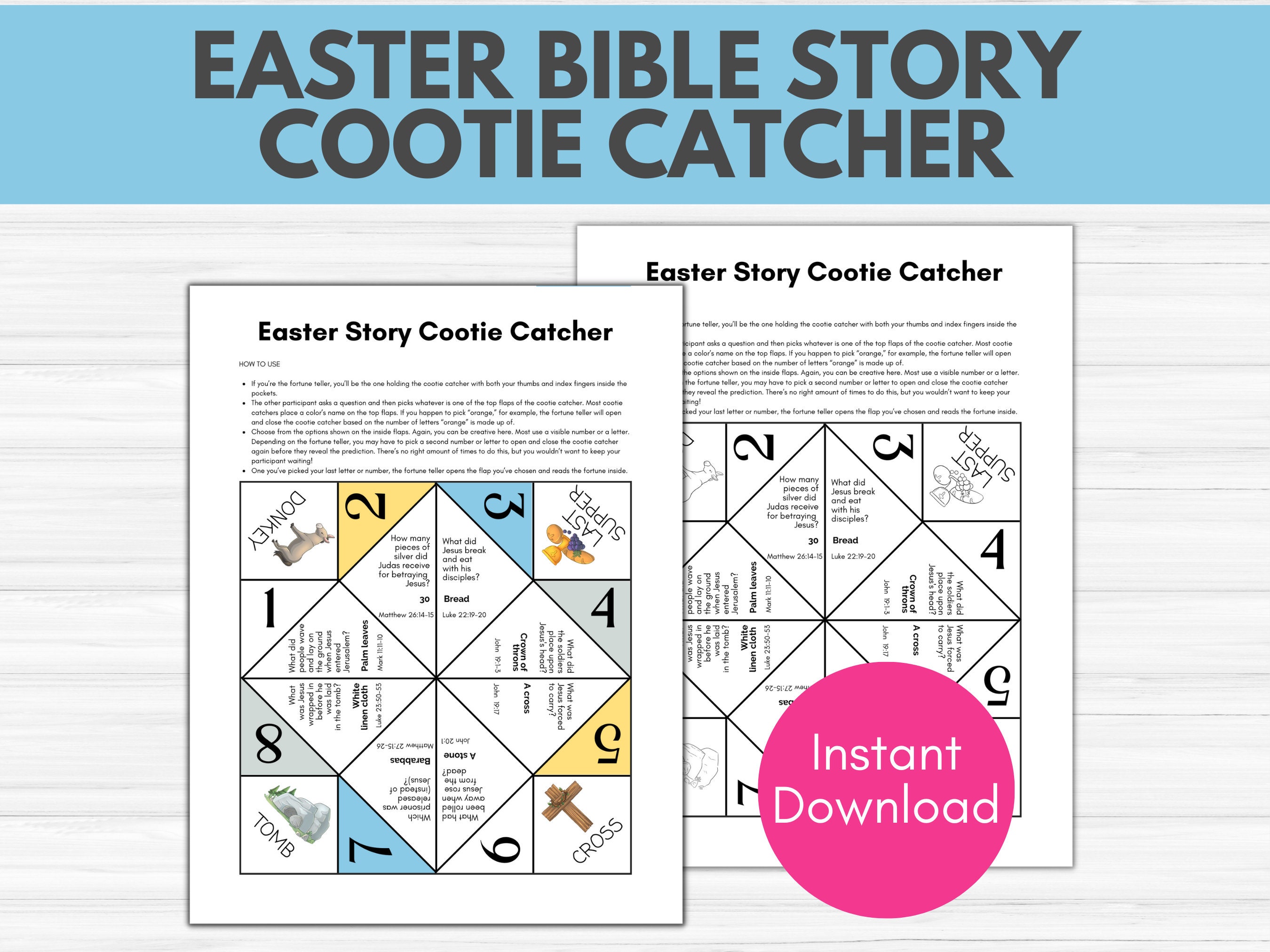 Easter Bible Story Cootie Catcher, Catholic Easter Story for Kids ...