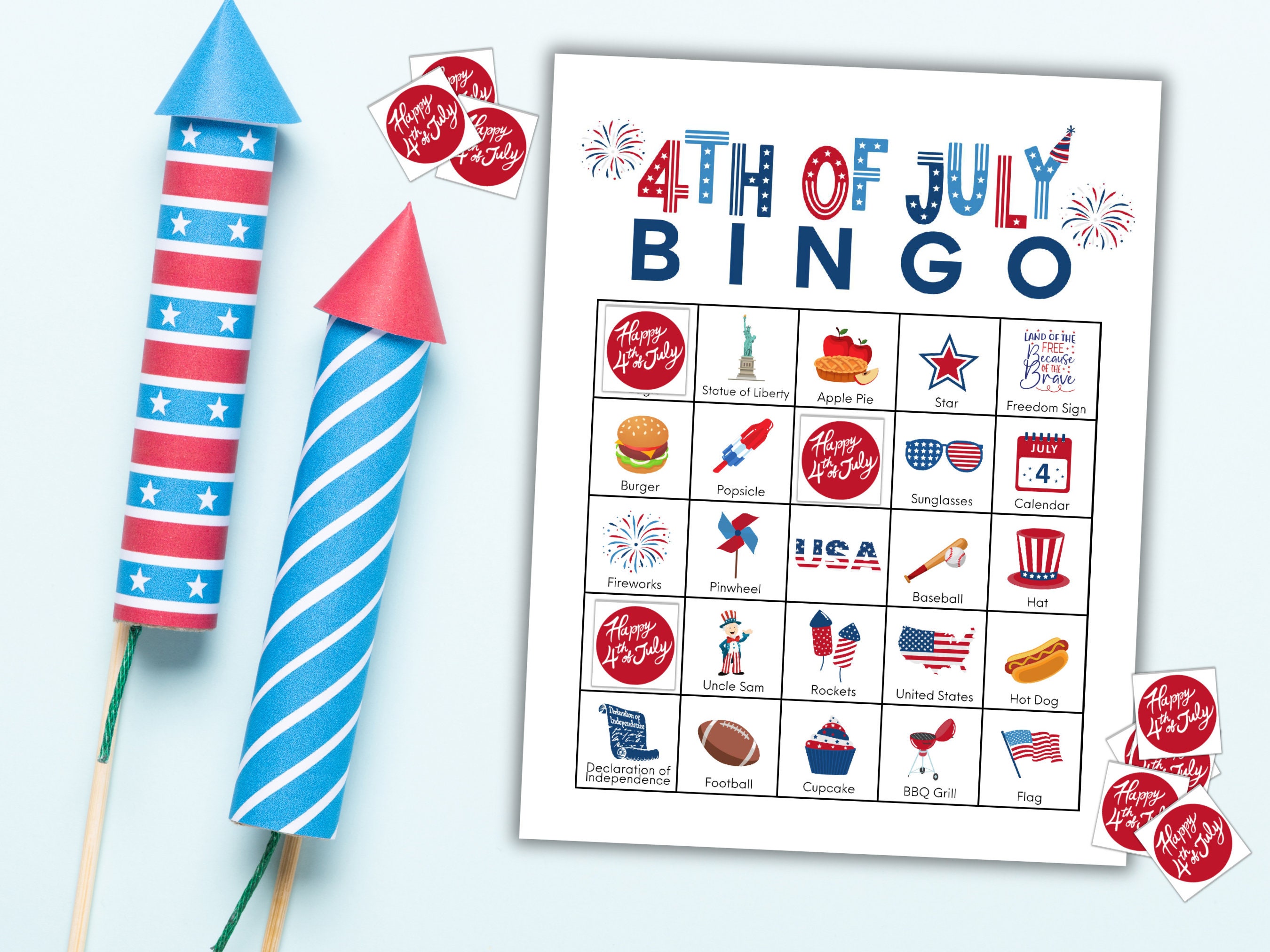 4th of July Bingo, Independence Day Bingo, July 4th Bingo, Patriotic ...