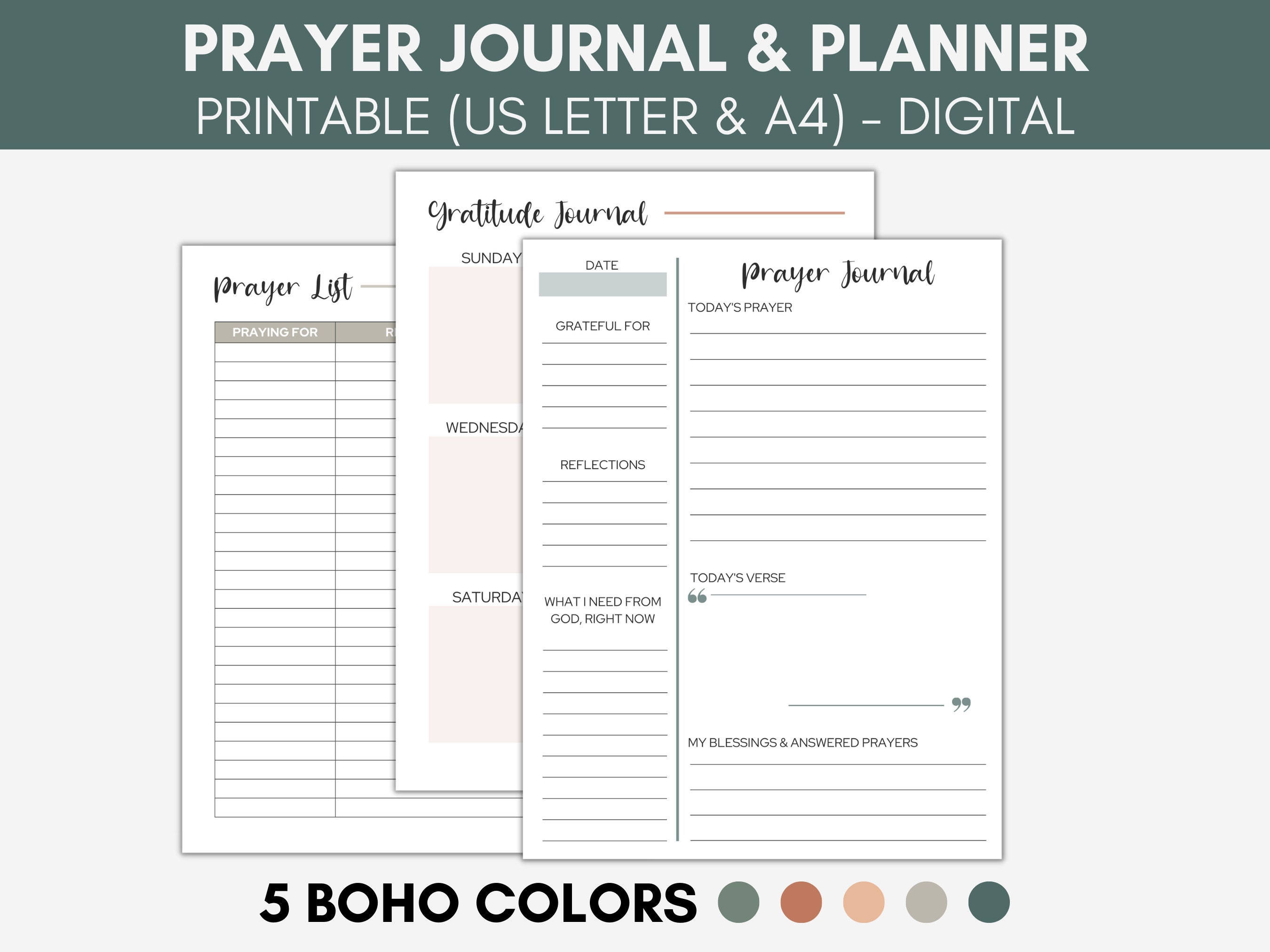 Prayer Journal Printable Gratitude Journal Bible Prayer - Etsy