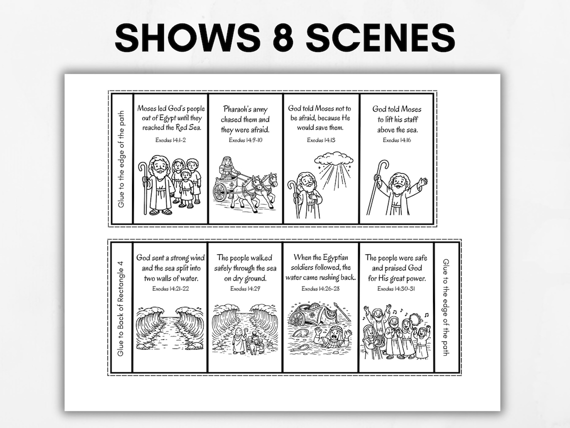 Moses Parting the Red Sea Bible Craft, Printable Bible Story Craft for ...