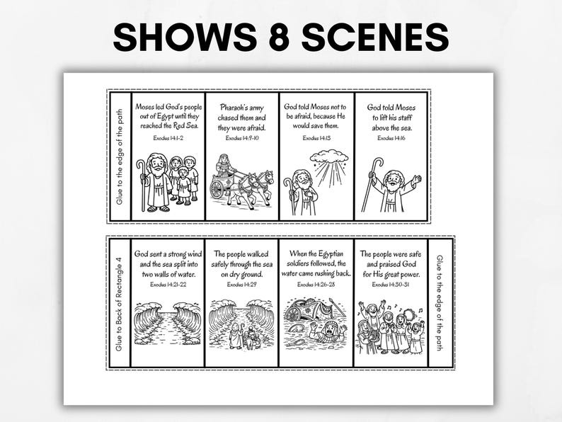 Moses Parting the Red Sea Bible Craft, Printable Bible Story Craft for ...