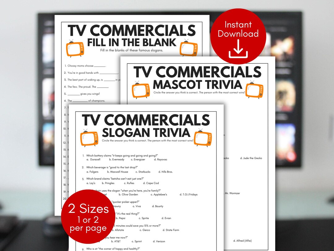 TV Commercial Trivia Game, TV Slogans Trivia Game, Ad Slogan Fill in ...