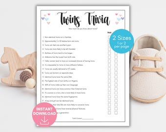 Twins Trivia Baby Shower Game, Printable True False Baby Shower Game ...