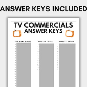 TV Commercial Trivia Game, TV Slogans Trivia Game, Ad Slogan Fill in ...