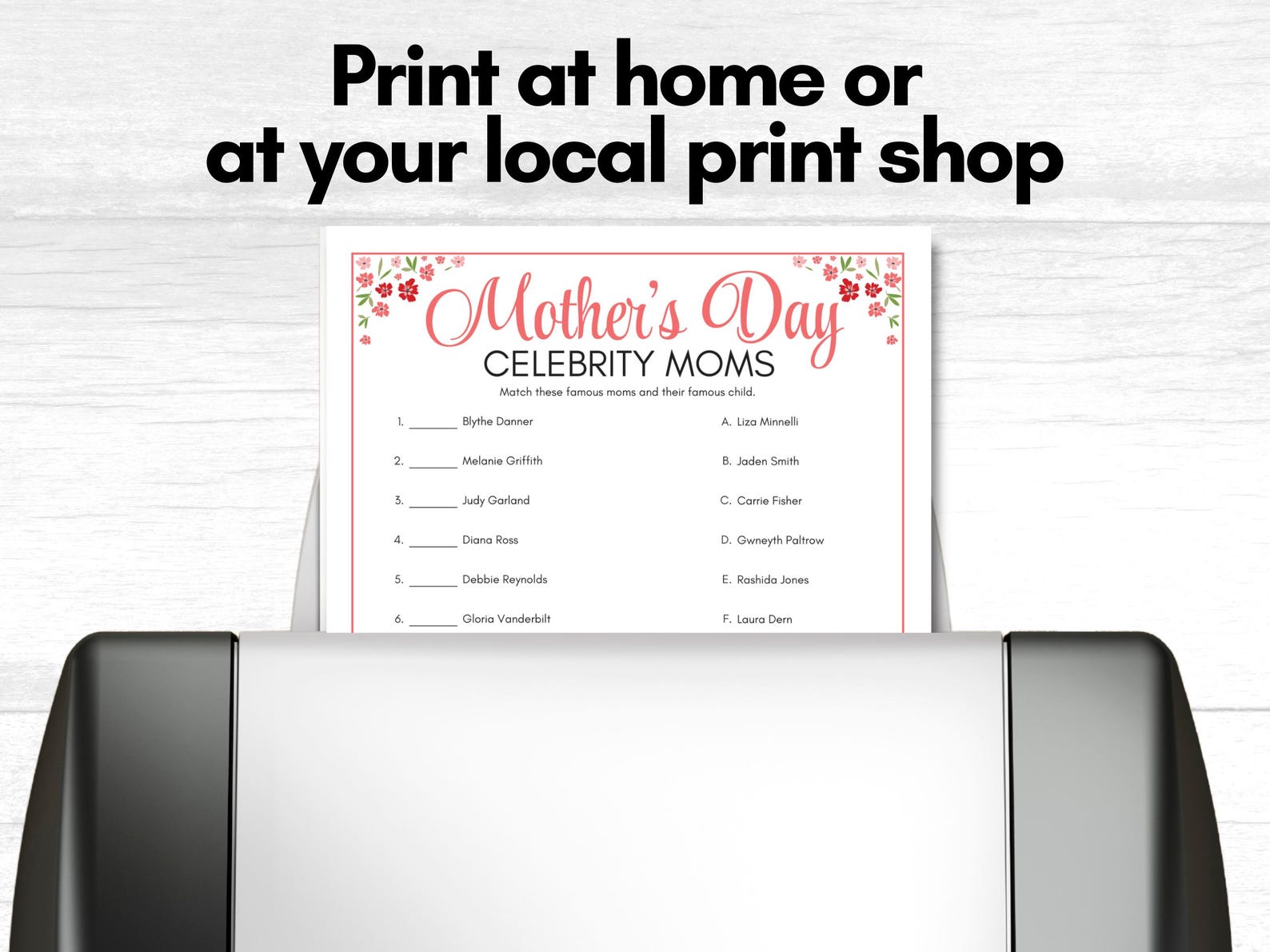 Mother's Day Famous Moms Match Game, Mother's Day Celebrity Match Game ...
