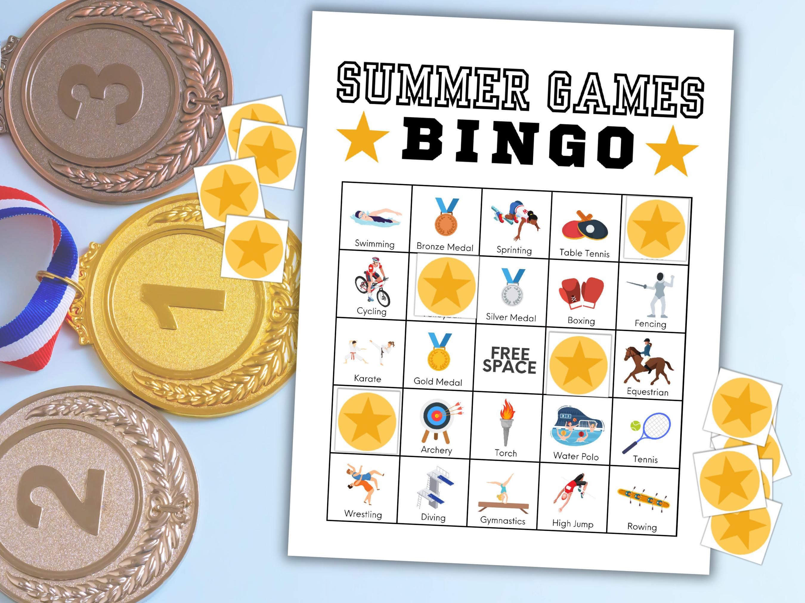 Summer Games Bingo, Sports Bingo Game, Summer Bingo, July Sports ...