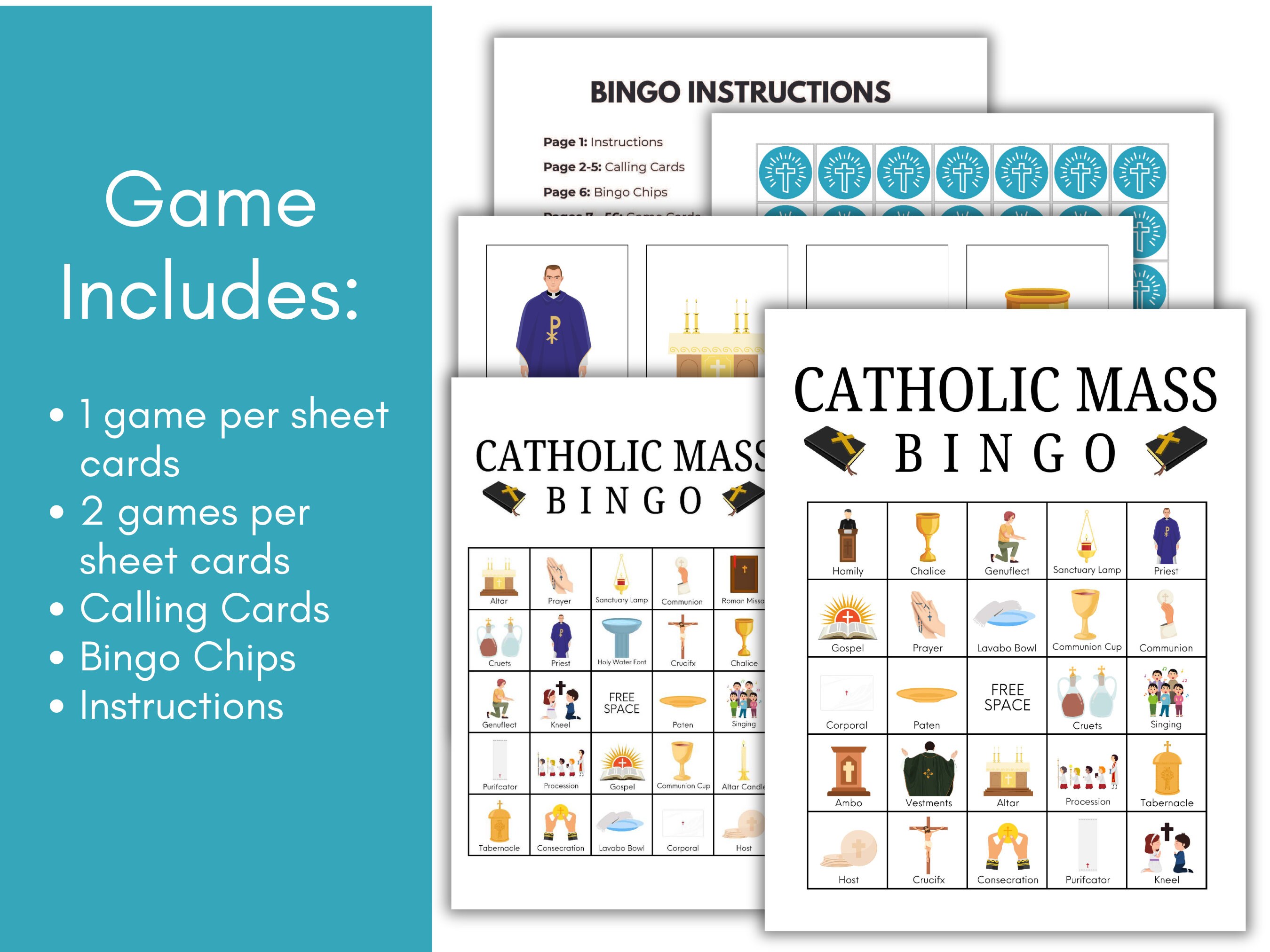 Buy Catholic Mass Bingo, Religious Education, First Communion Game ...
