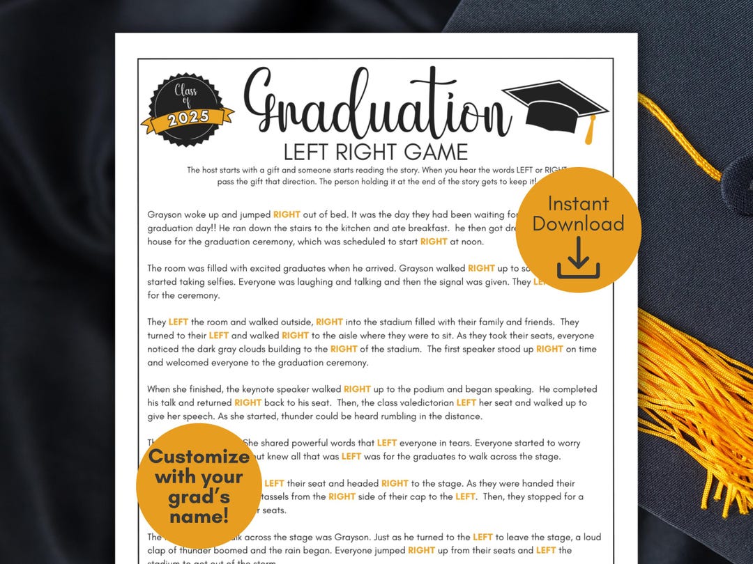 2025 Graduation Left Right Game, Graduation Pass the Prize Game ...