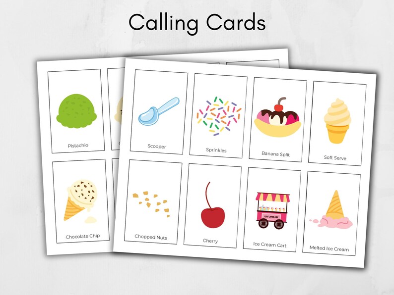 Ice Cream Bingo, Ice Cream Shop Bingo, Printable Bingo Cards, Ice Cream ...