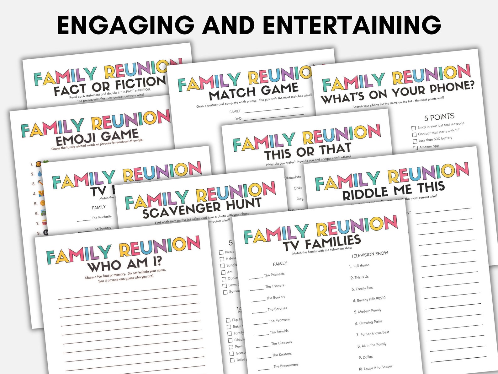 Family Reunion Games Bundle, Printable Family Party Games, Fun Family ...